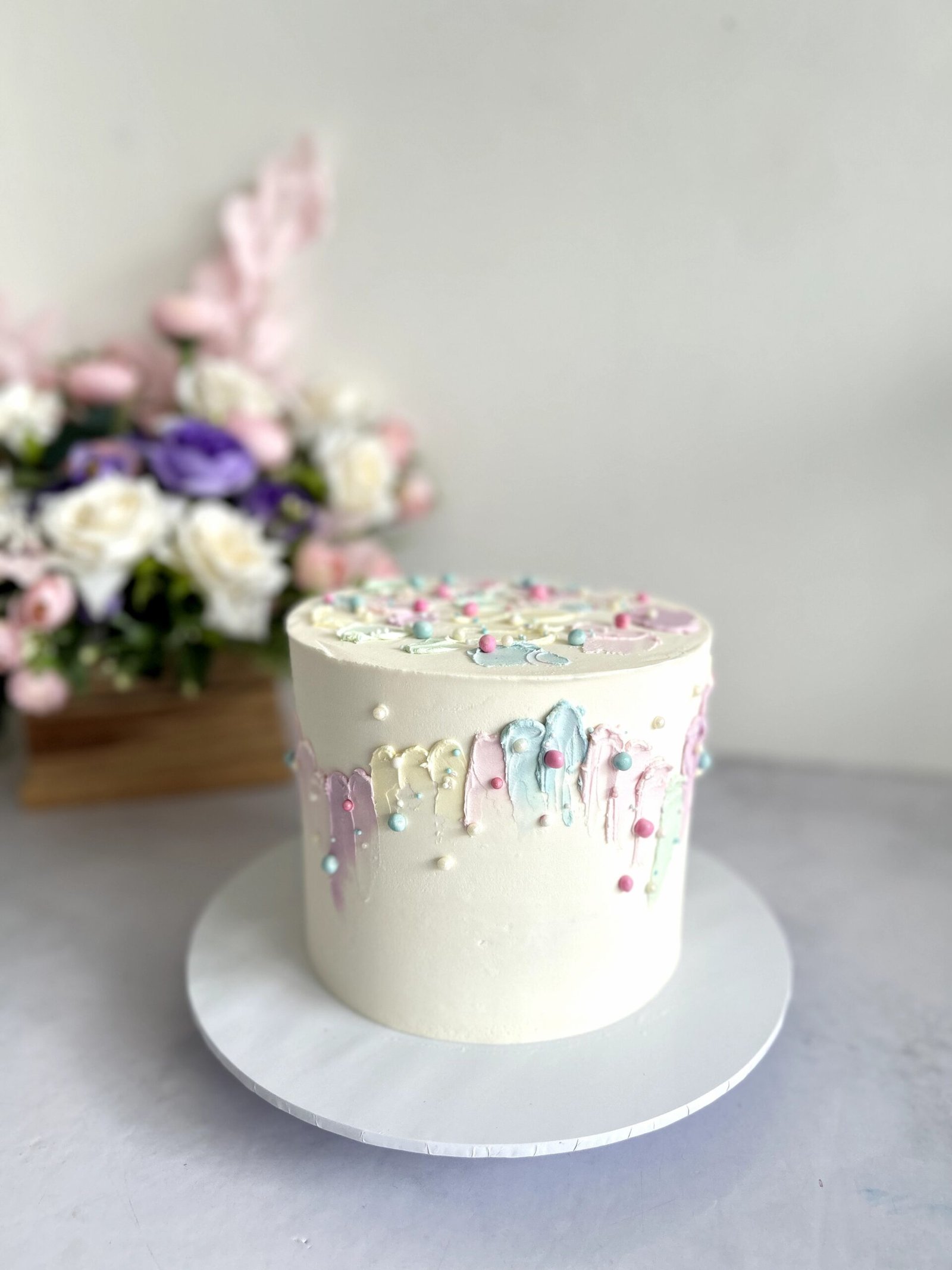 Simple Buttercream Cake in Pastel Shades - Cake Villa